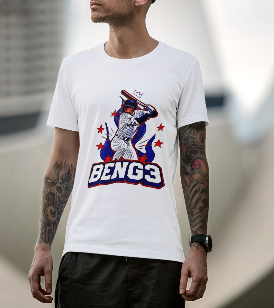 BENG3 Baseball Player Pinstripe Jersey Crown Stars T-Shirt