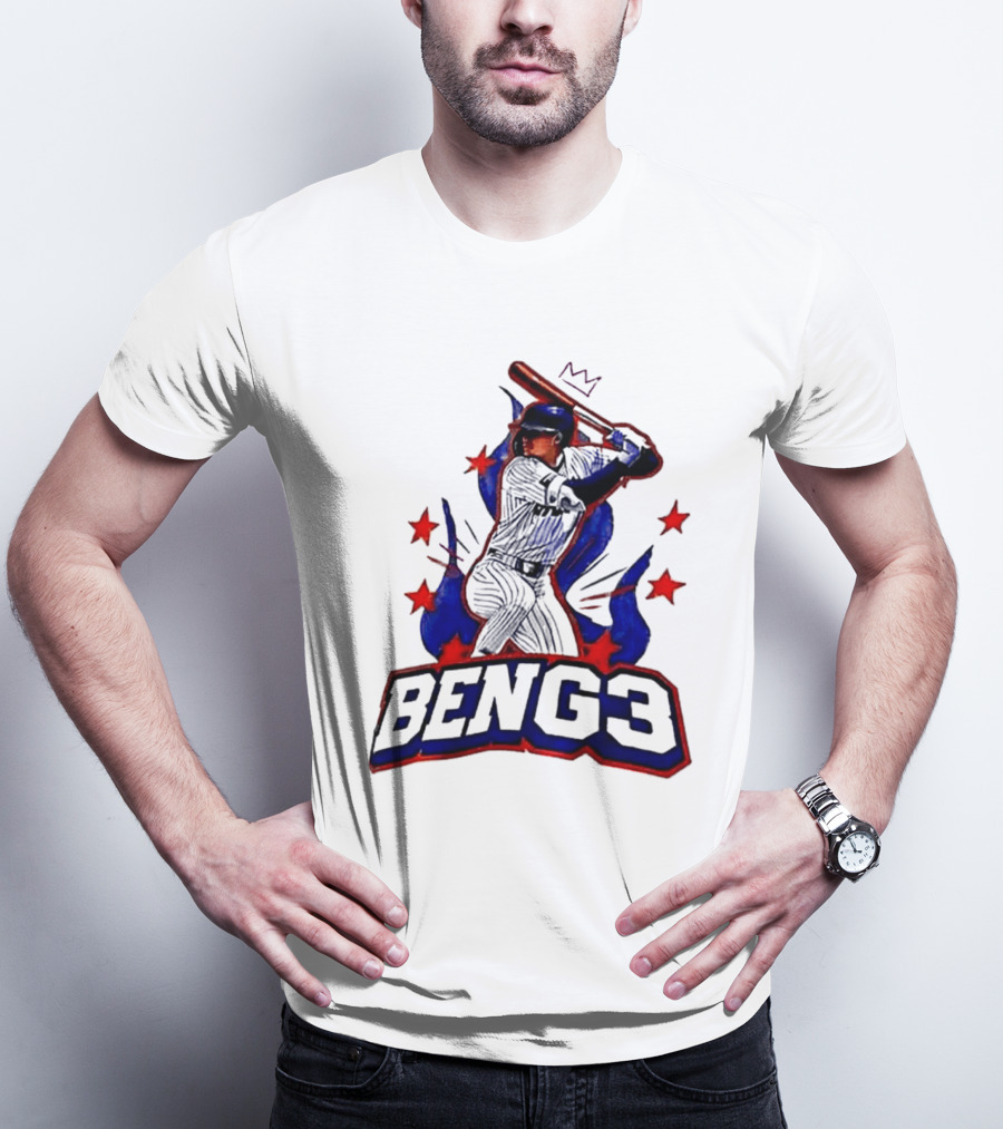 BENG3 Baseball Player Pinstripe Jersey Crown Stars T-Shirt