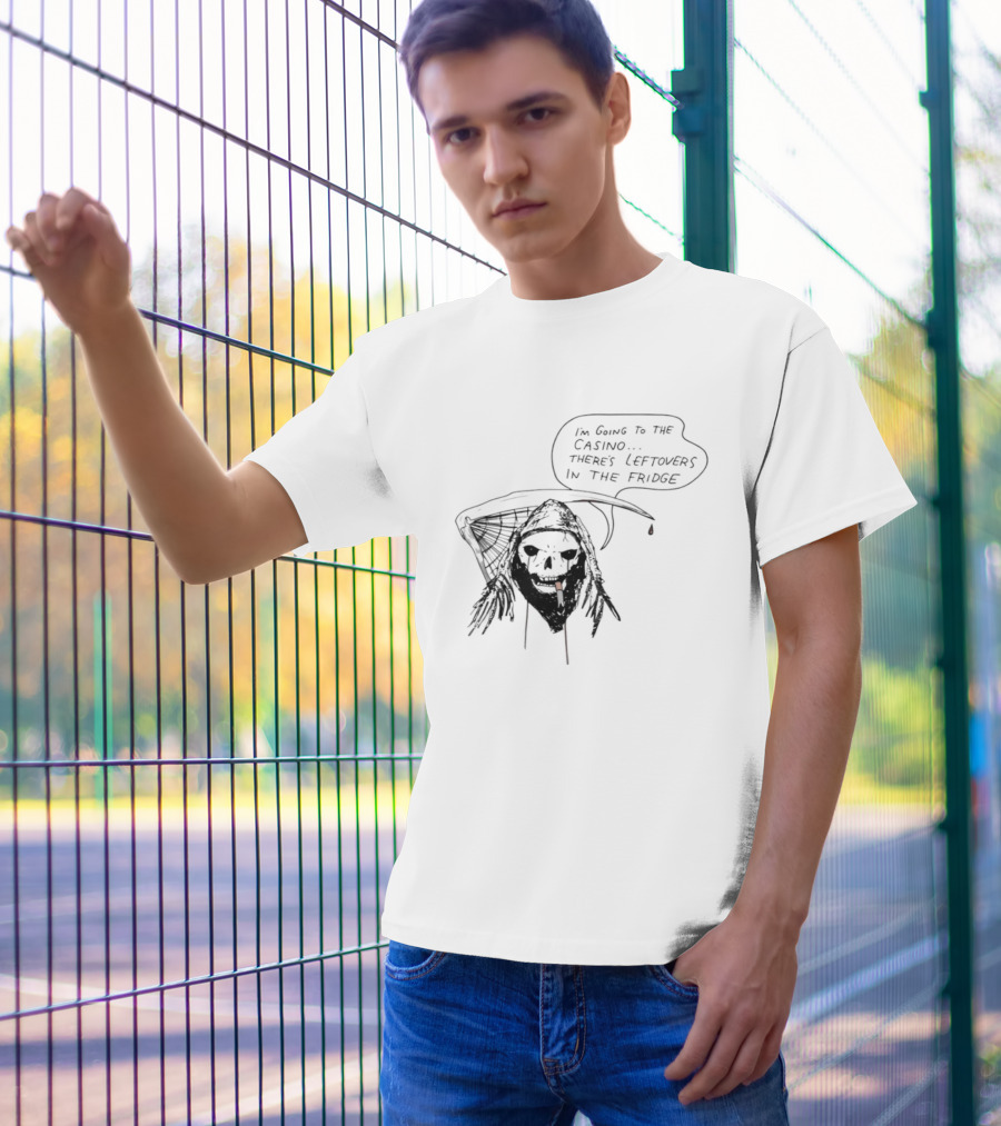 Skeleton Smoking Going To The Casino Leftovers In The Fridge T-Shirt