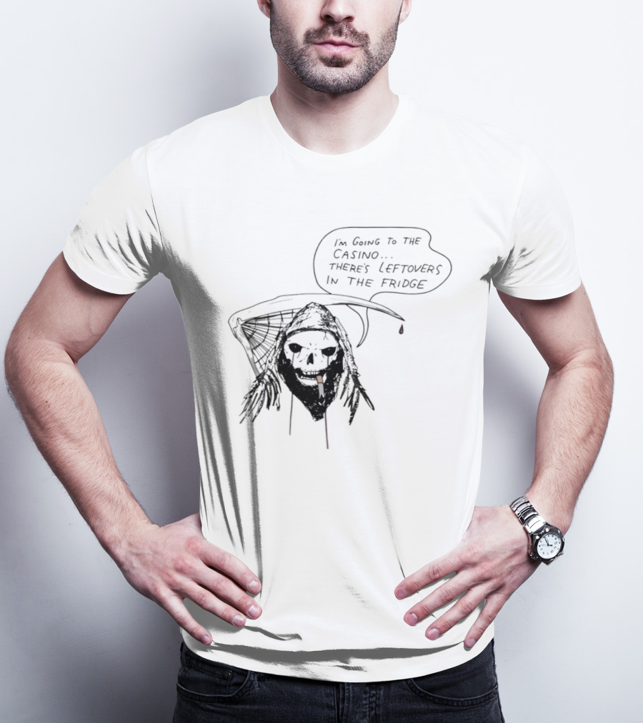 Skeleton Smoking Going To The Casino Leftovers In The Fridge T-Shirt