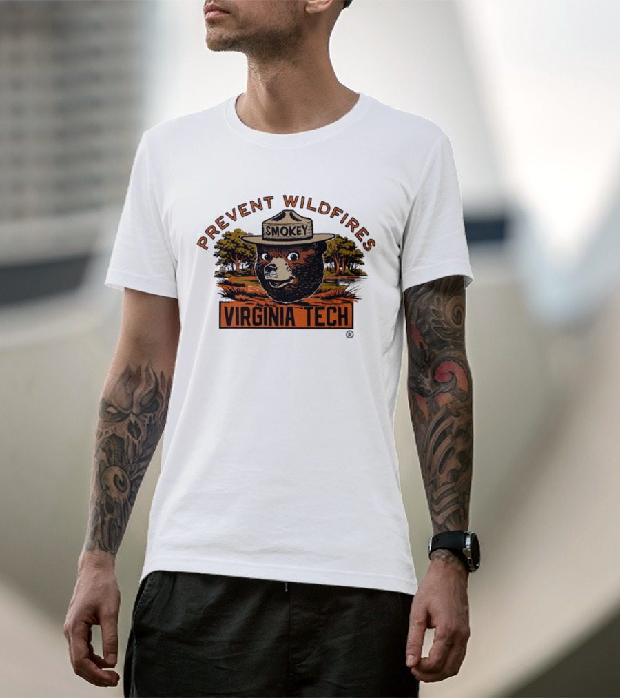 Smokey Bear Virginia Tech Prevent Wildfires Collaboration T-Shirt