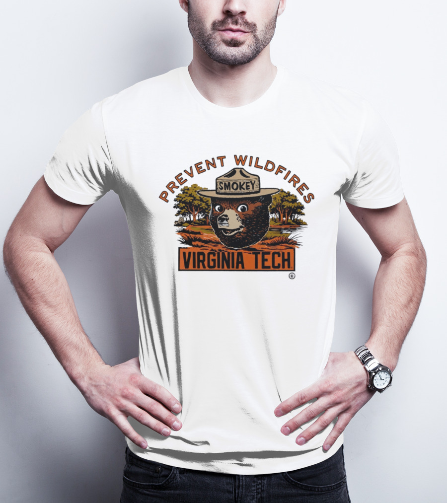 Smokey Bear Virginia Tech Prevent Wildfires Collaboration T-Shirt