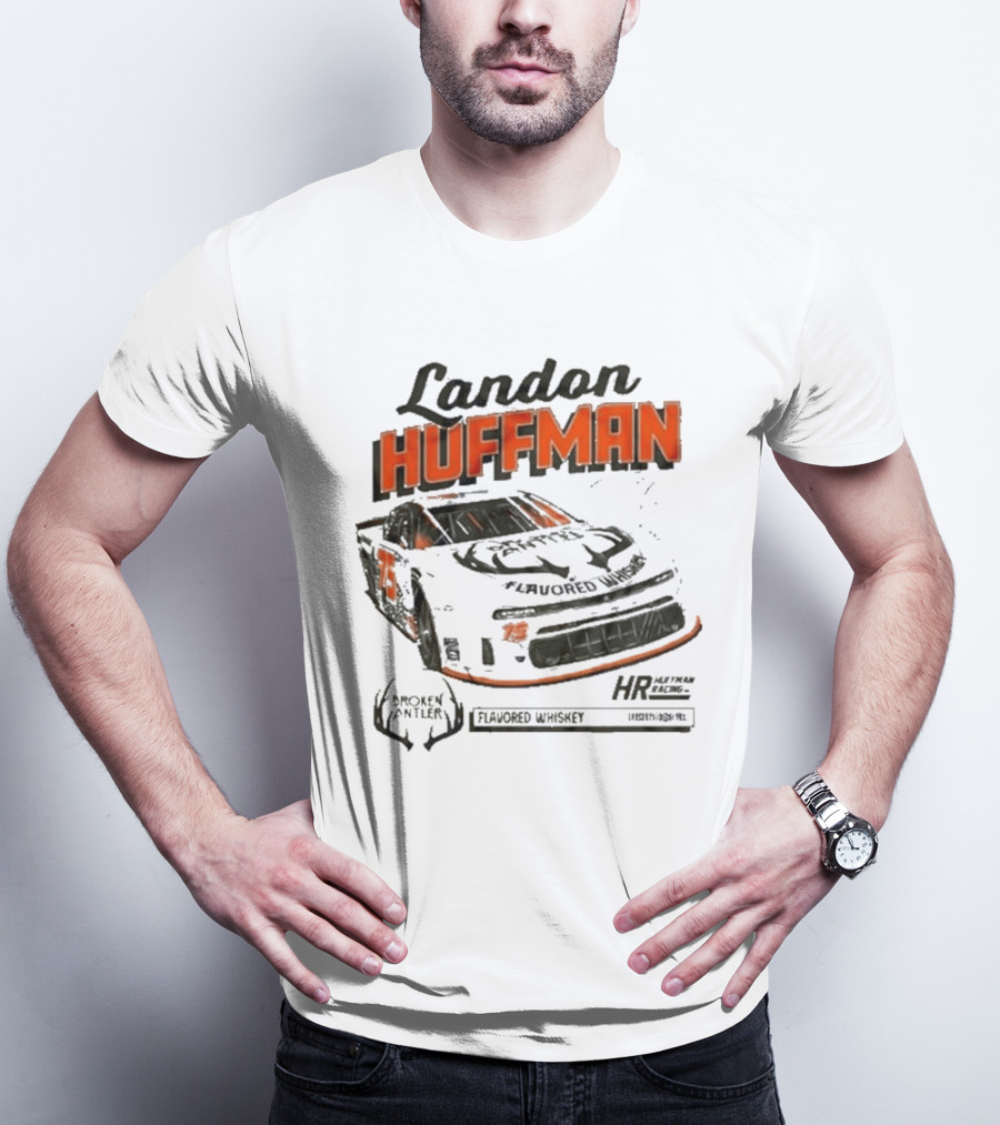 Landon Huffman 2026 Get Bucked Broken Antler Flavored Whiskey Racing Car T-Shirt