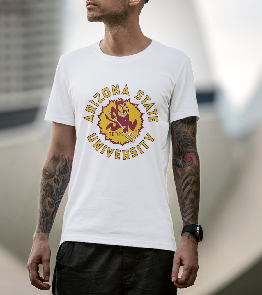 Arizona State University Sunburst Tempe Sparky Pitchfork T-Shirt