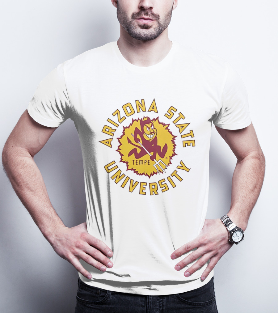 Arizona State University Sunburst Tempe Sparky Pitchfork T-Shirt