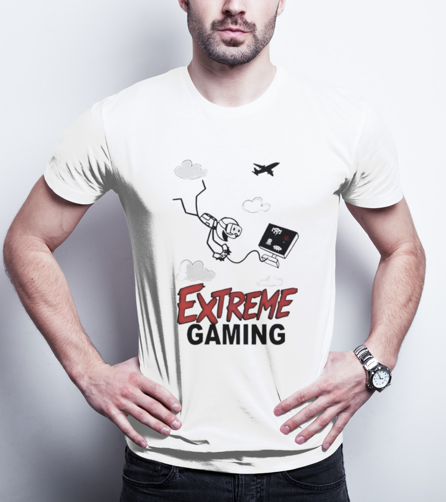 Boys Extreme Gaming Adventure Controller Clouds Plane T-Shirt
