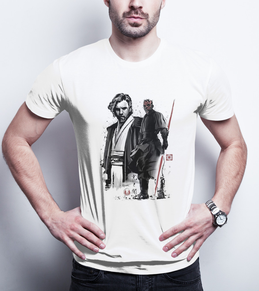 Fueled By Hatred And Revenge Obi Wan Kenobi Darth Maul Japanese Sumi E T-Shirt