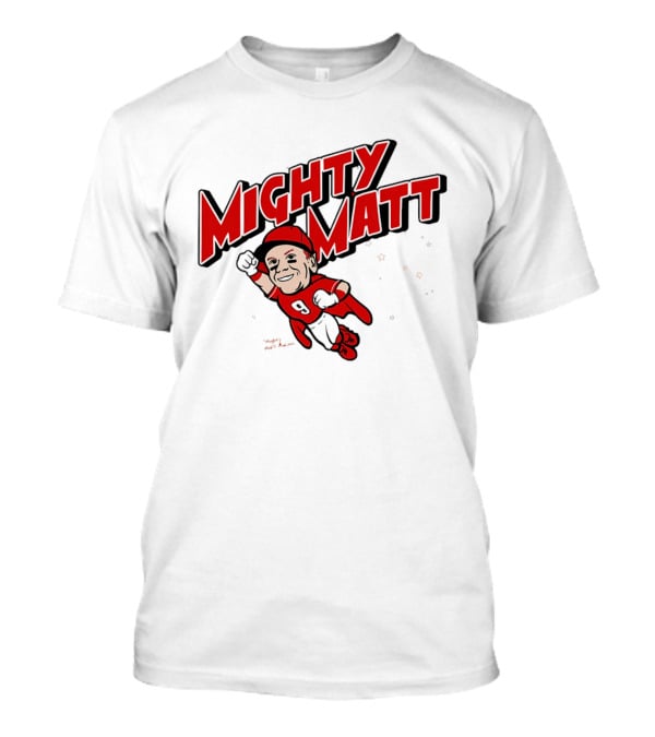 Mighty Matt McLain Cincinnati Reds Cartoon Superman T-Shirt