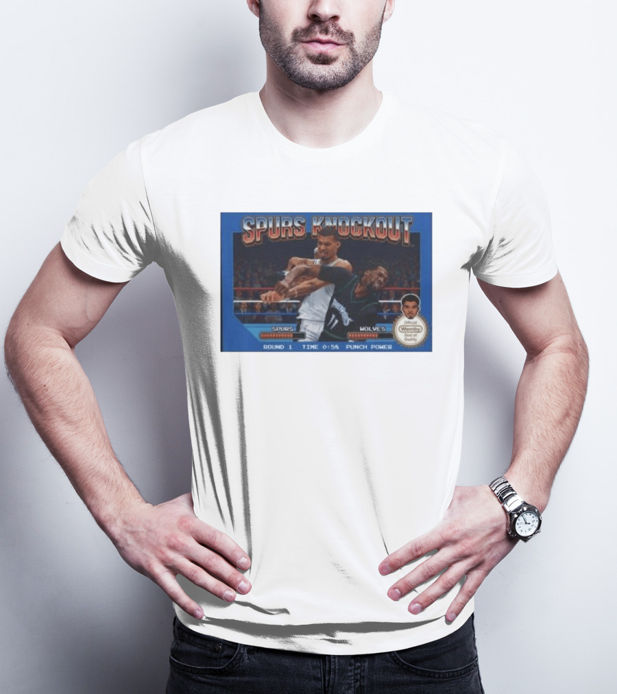 Original Spurs Knockout Official Wemby Spurs Vs Wolves Round 1 Time Punch Power T-Shirt
