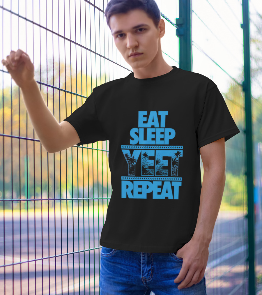Eat Sleep Yeet Repeat WWE Jey Uso Blue Tropical T-Shirt