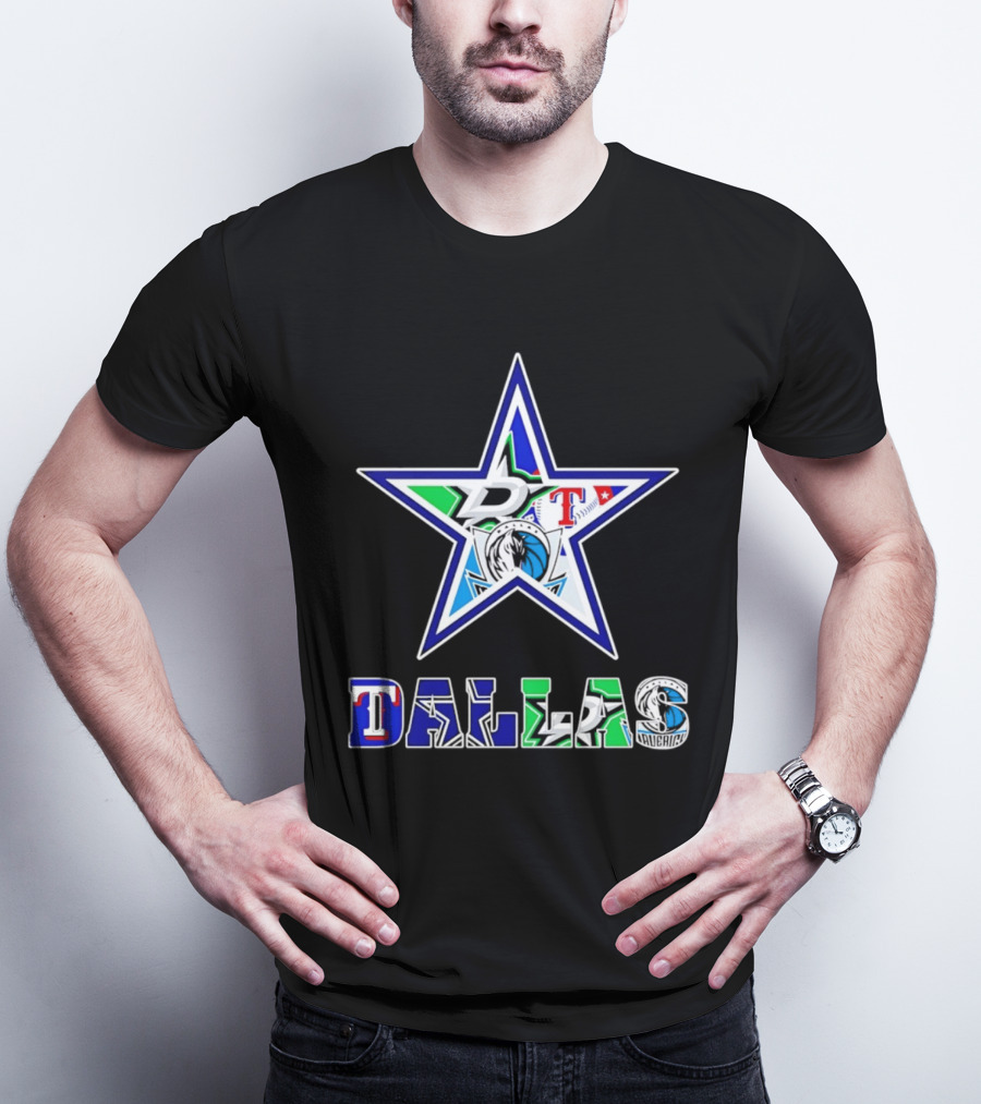 Dallas Cowboys Mavericks Stars Rangers Sports Team Star Mashup T-Shirt