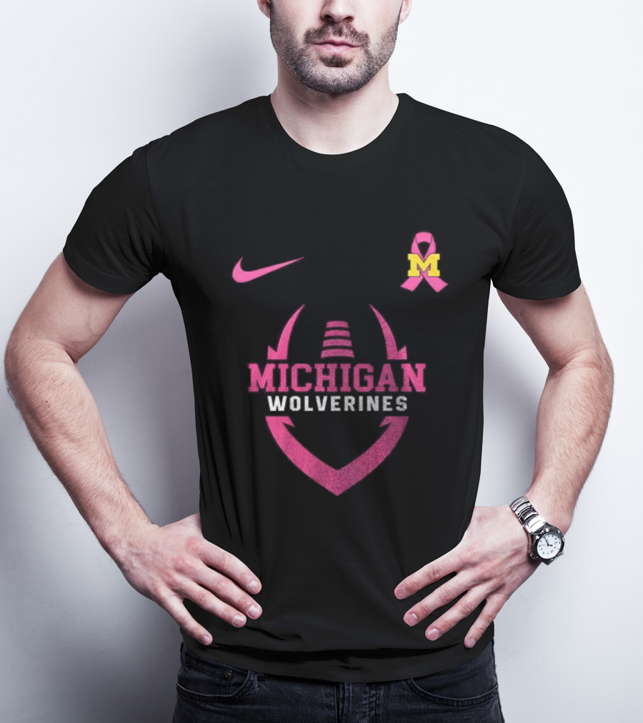 Michigan Wolverines Pink Out Real Fans Wear Pink Nike M T-Shirt