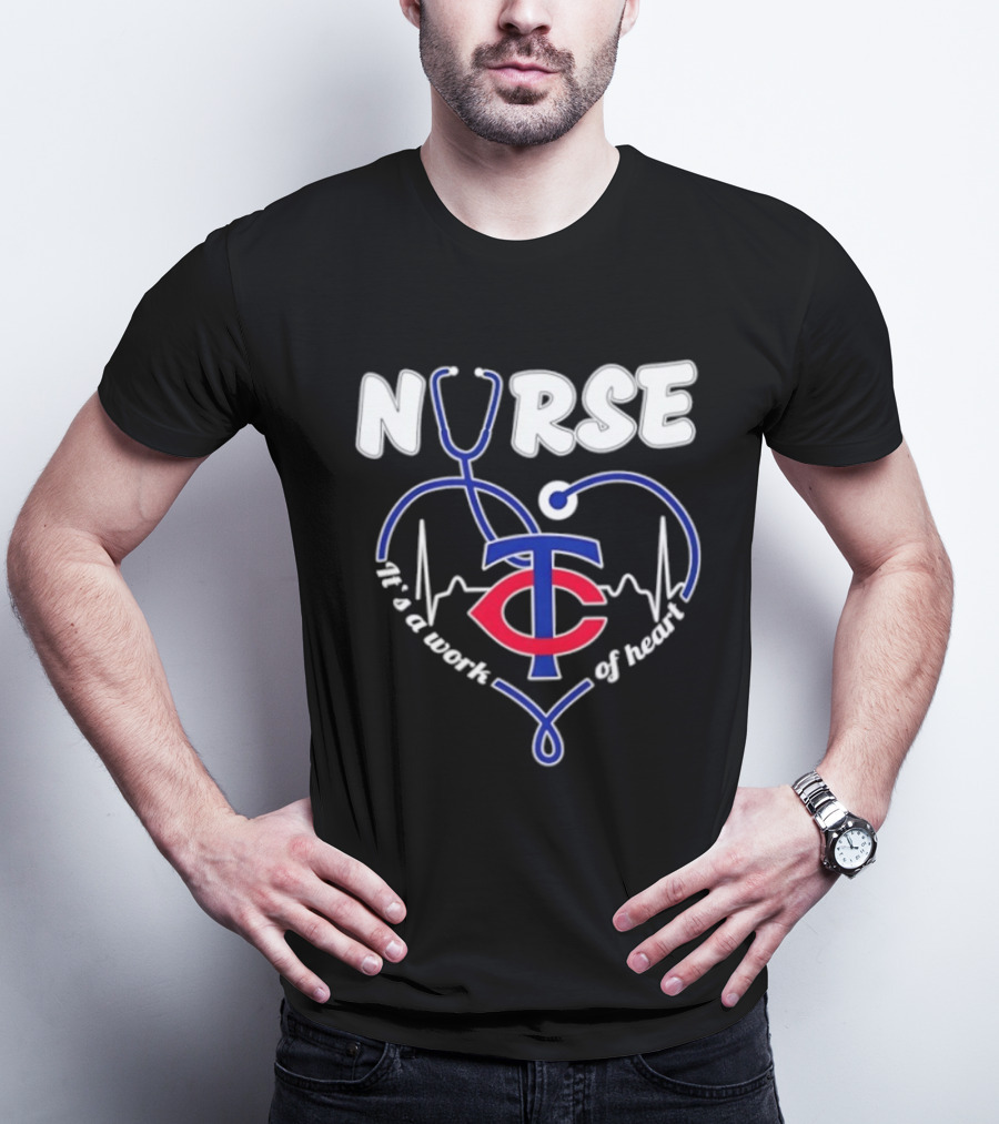 Minnesota Twins Stethoscope Nurse It's A Work Of Heart T-Shirt