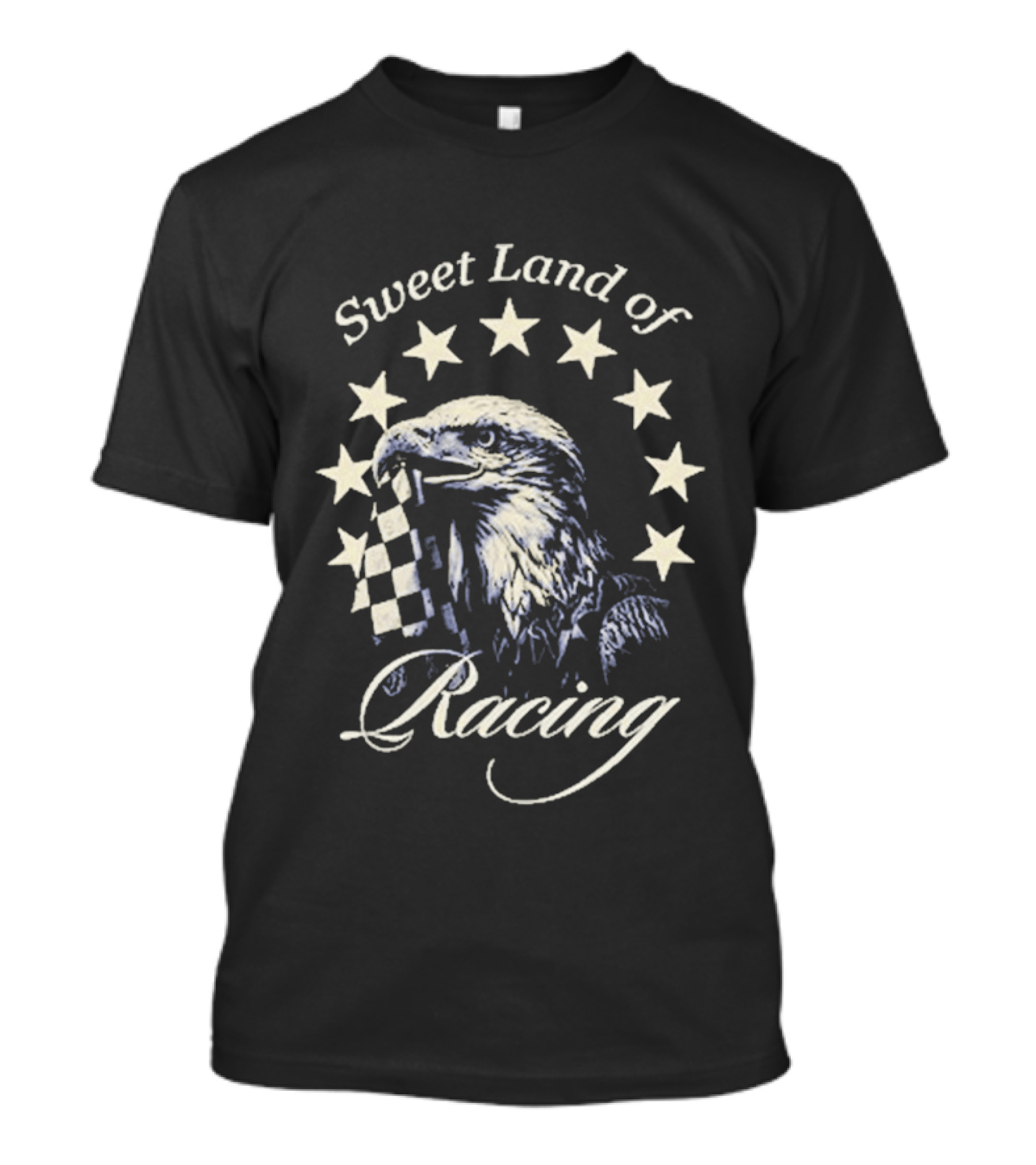Sweet Land Of Racing Eagle Checkered Flag Stars T-Shirt