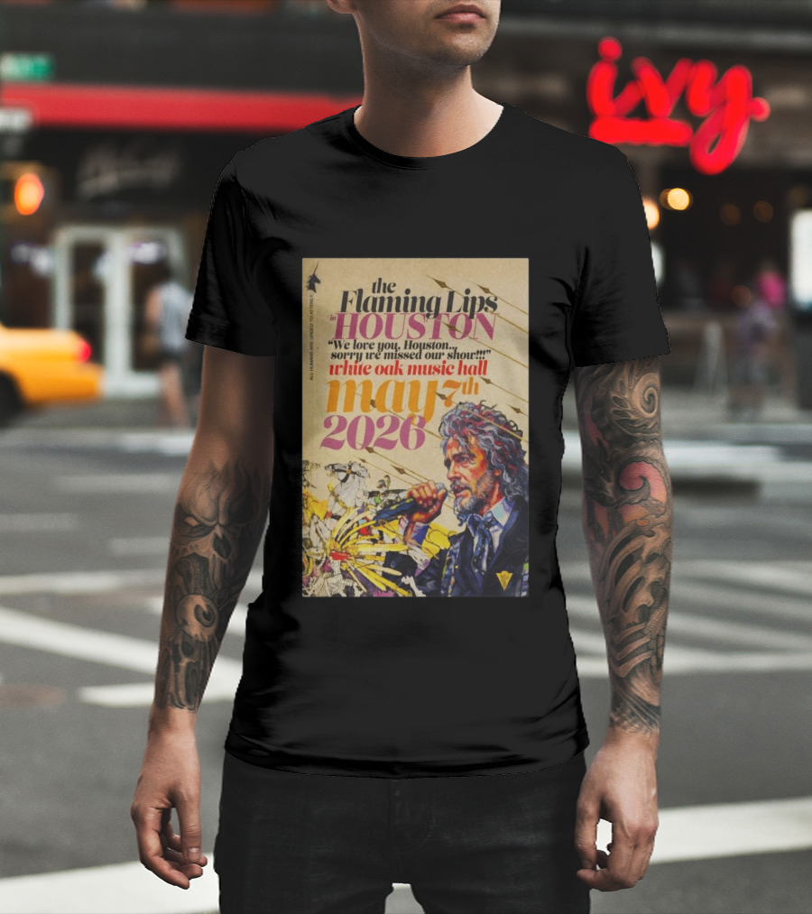 The Flaming Lips In Houston White Oak Music Hall May 7th 2026 Concert T-Shirt