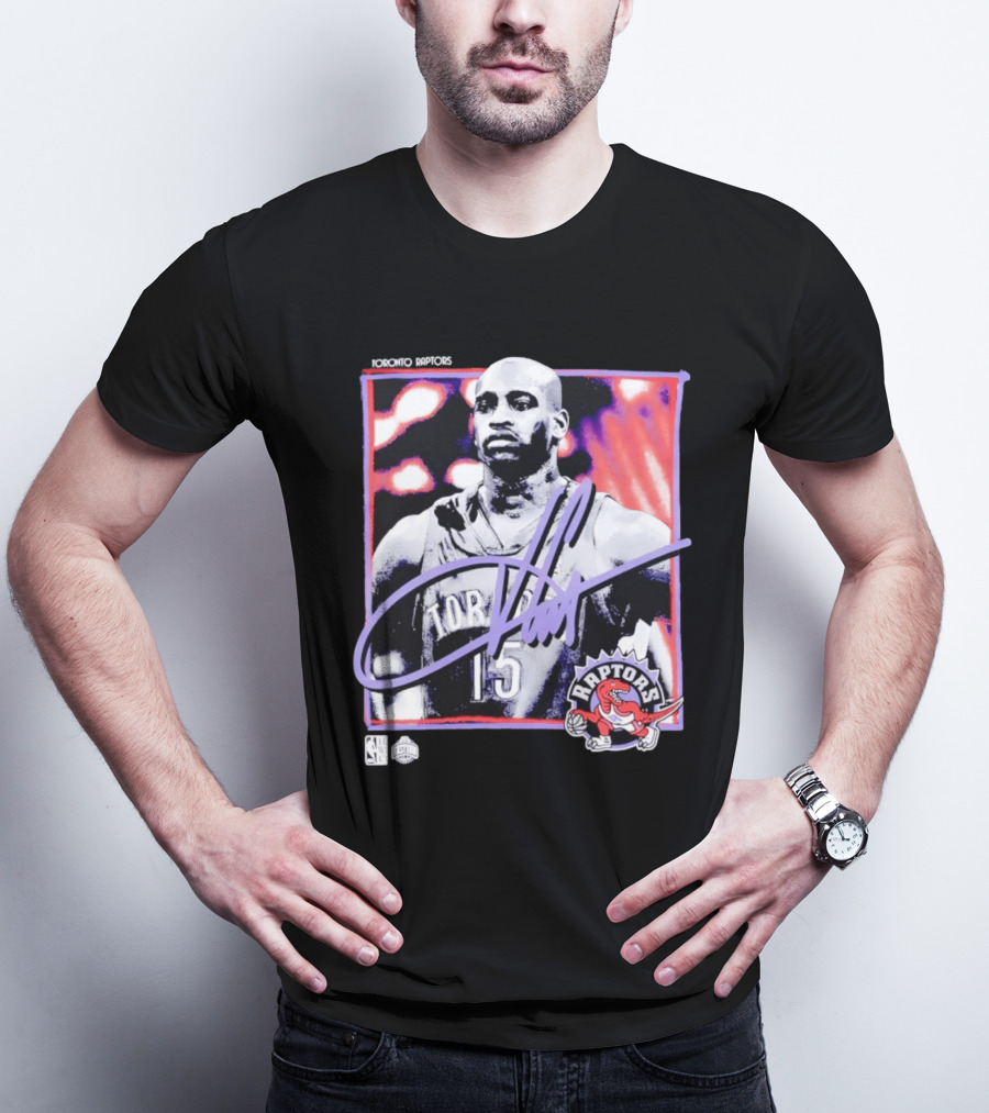 Vince Carter Number 15 Toronto Raptors NBA Hardwood Classics Freeze Frame T-Shirt