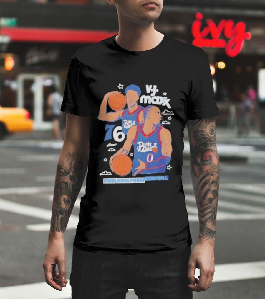Vj Maxx Philadelphia 76ers Basketball Cartoon Nba 2026 T-Shirt
