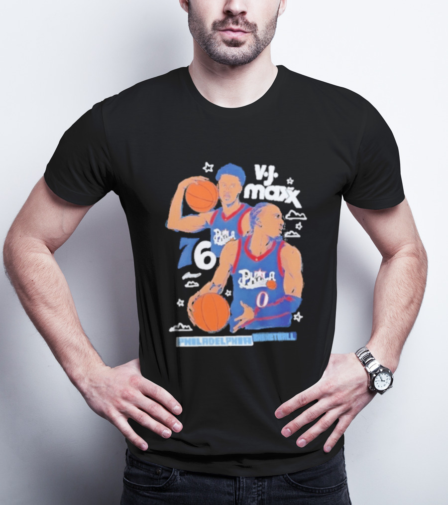 Vj Maxx Philadelphia 76ers Basketball Cartoon Nba 2026 T-Shirt