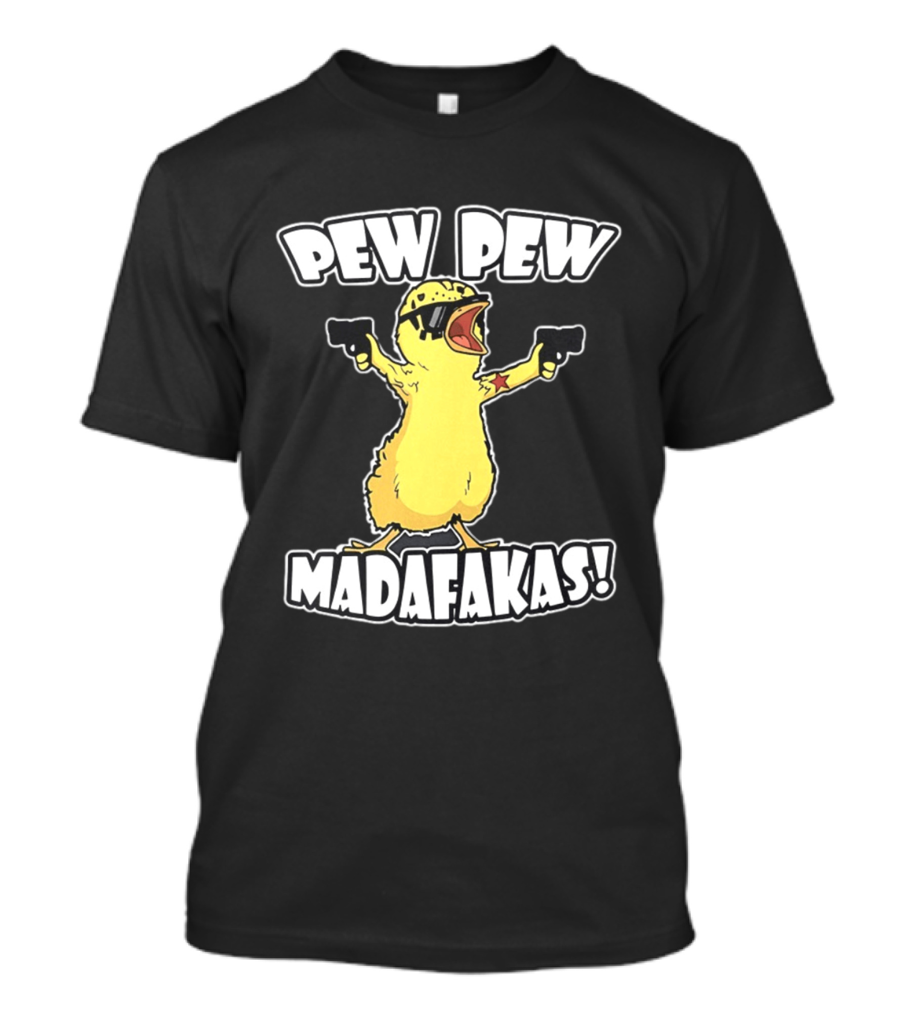 Pew Pew Madafakas Yellow Duck With Pistols T-Shirt
