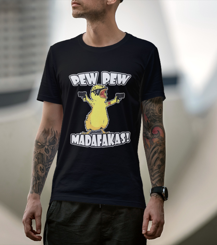 Pew Pew Madafakas Yellow Duck With Pistols T-Shirt