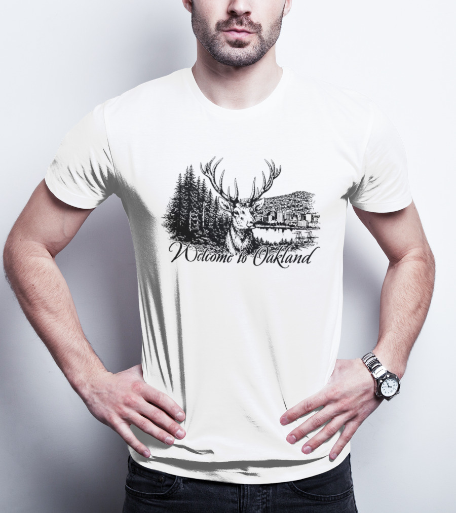 Welcome To Oakland Deer And Forest Scene T-Shirt