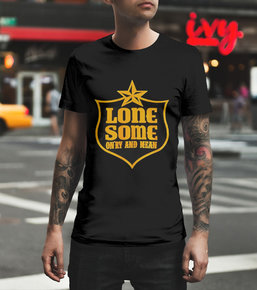 Lonesome On'ry And Mean Lone Star Shield T-Shirt