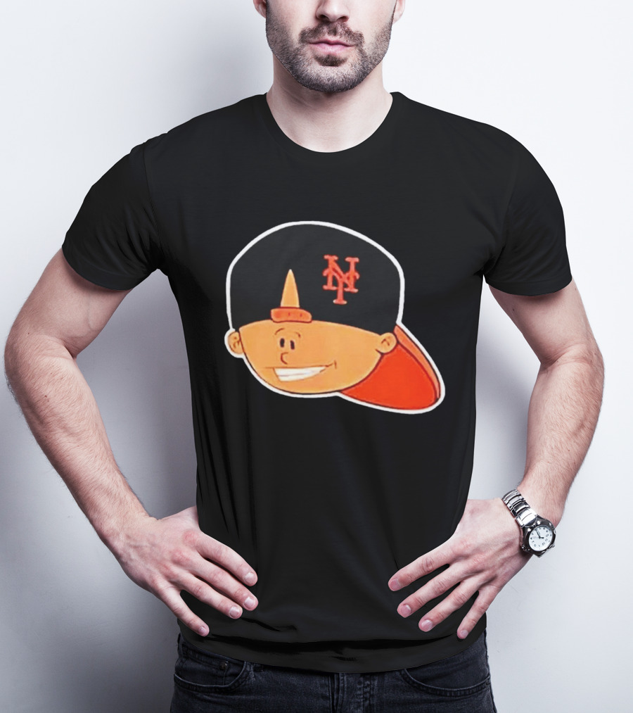 New York Mets Cartoon Kid Smiling Team Hat T-Shirt
