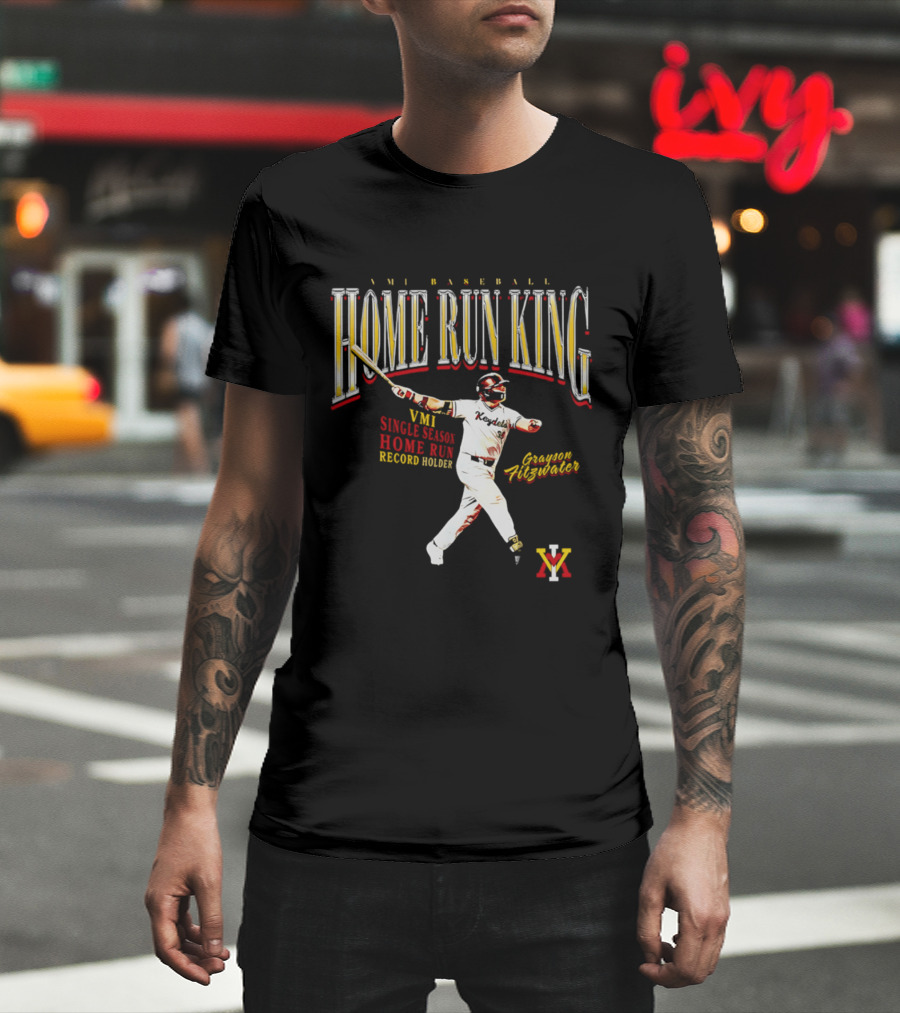 VMI Baseball Home Run King Grayson Fitzwater Single Season Record Holder T-Shirt