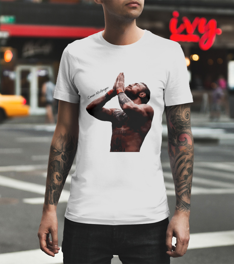 Conor McGregor Returning Pray Pose Tattooed MMA Fighter T-Shirt