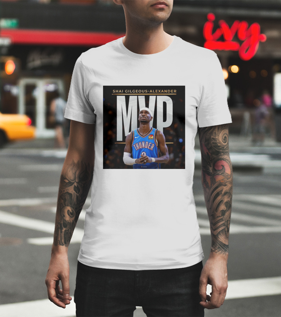 Shai Gilgeous Alexander Thunder MVP Celebration T-Shirt