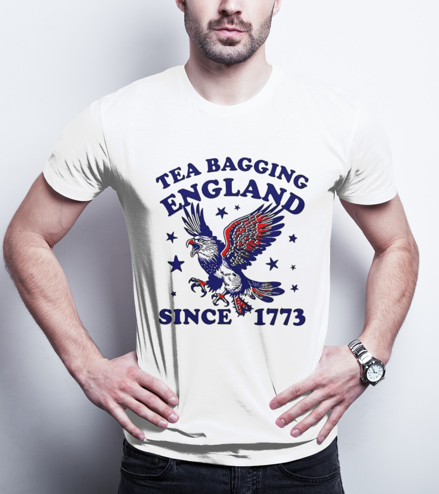 Tea Bagging England Since 1773 Patriotic Eagle Stars T-Shirt