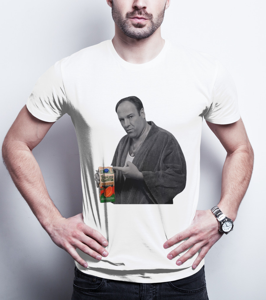 The Sopranos Tony Soprano Holding Tropicana Pure Premium Orange Juice T-Shirt