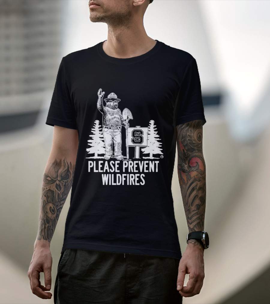 Smokey Bear NC State Collaboration Please Prevent Wildfires T-Shirt