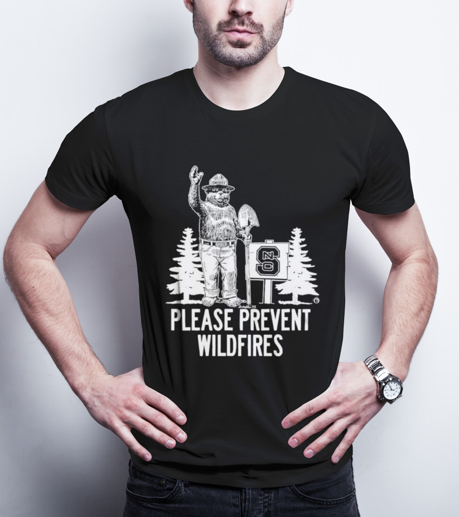 Smokey Bear NC State Collaboration Please Prevent Wildfires T-Shirt