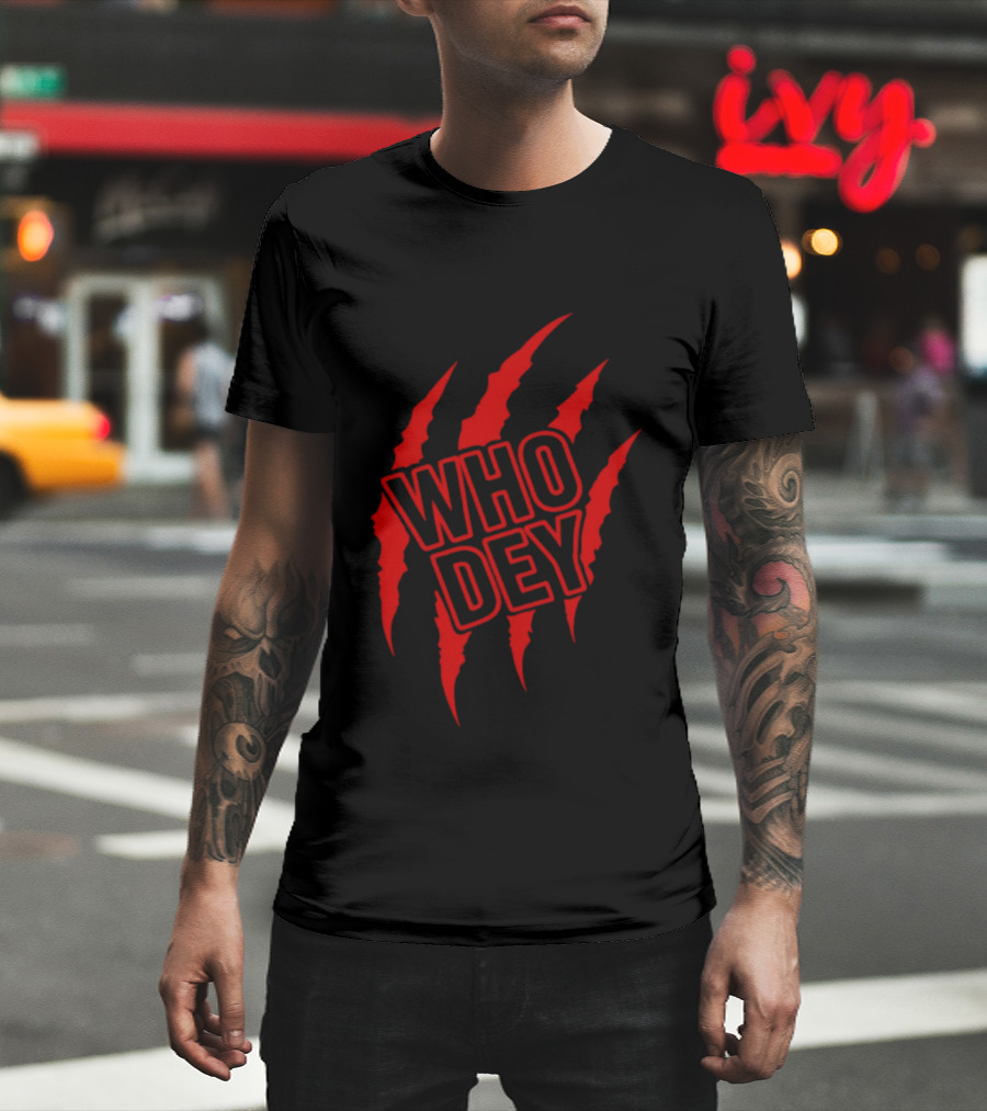 Who Dey Claw Cincinnati Bengals White Orange Black T-Shirt