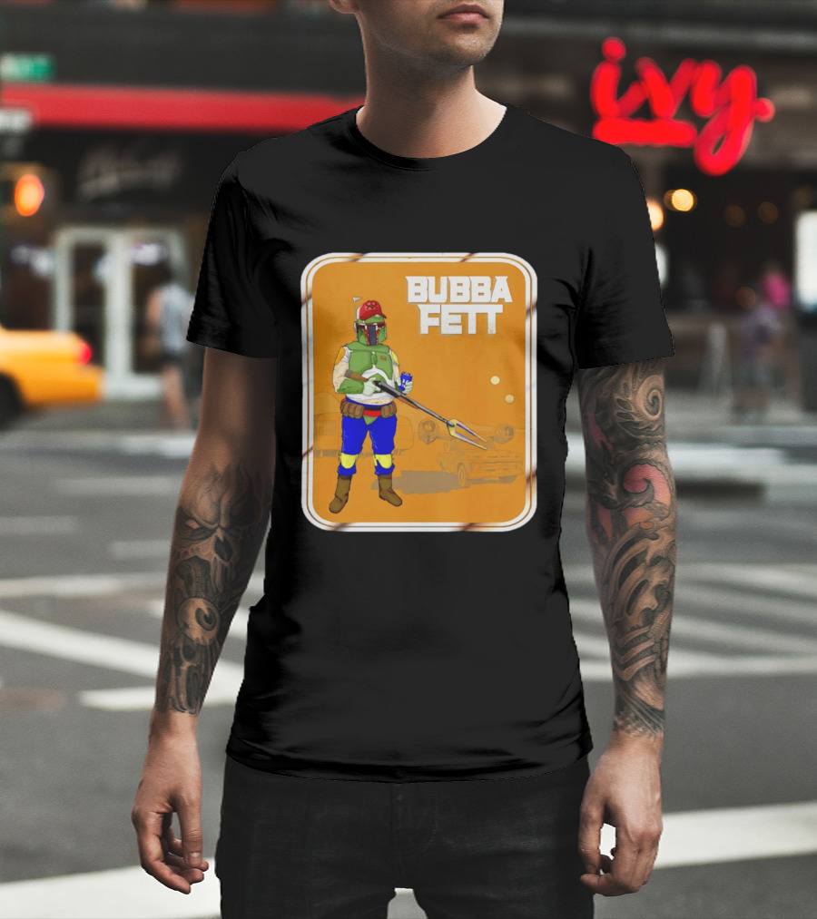Bubba Fett Cartoon Camper And Spaceship T-Shirt