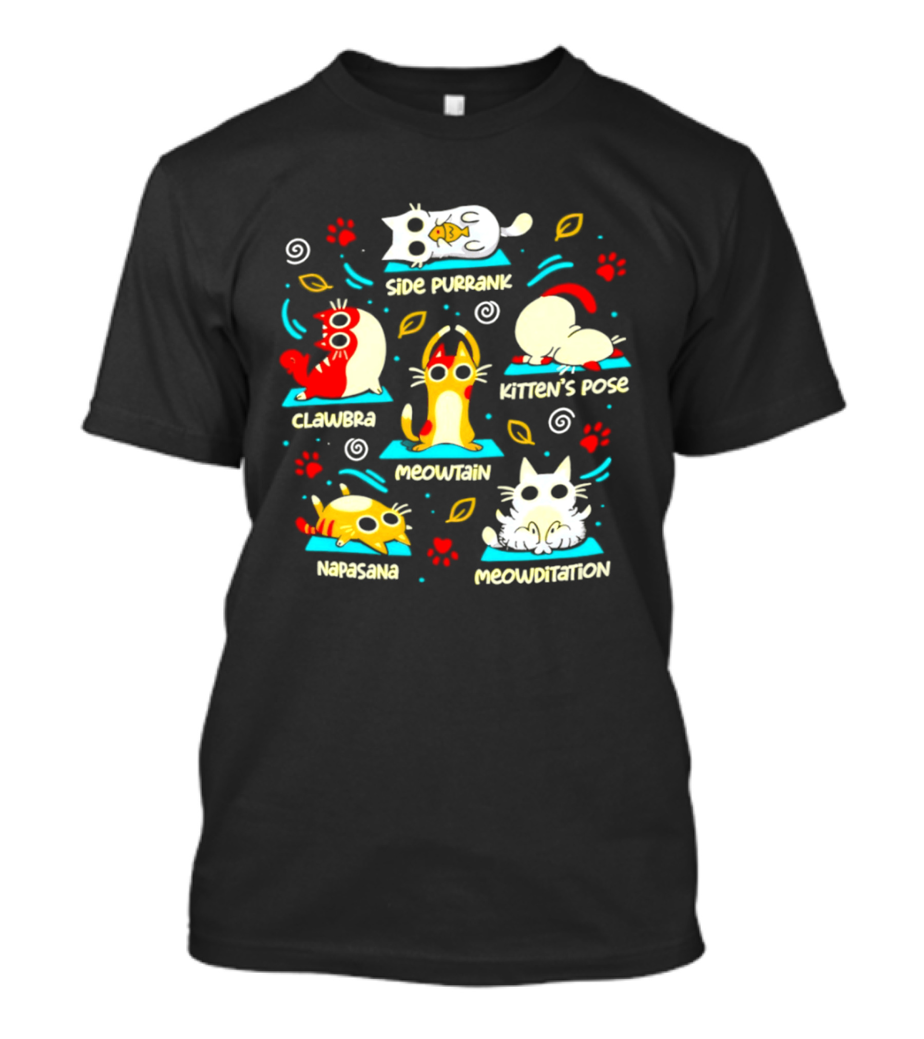 Side Purrank Clawbra Kitten's Pose Meowtain Napasana Meowditation Cat Yoga Poses T-Shirt