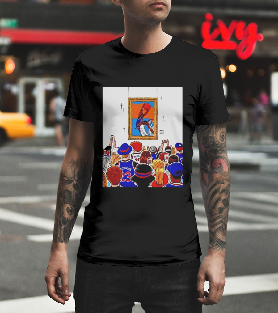 Mitchell Robinson New York Knicks Dunk Over Joel Embiid Crowd T-Shirt