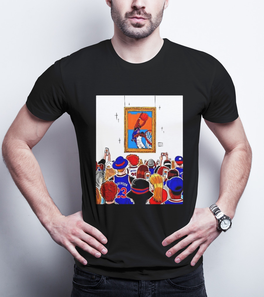 Mitchell Robinson New York Knicks Dunk Over Joel Embiid Crowd T-Shirt