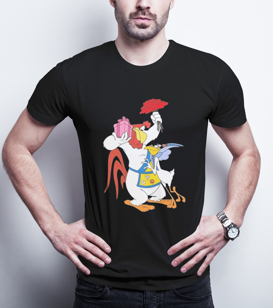 Foghorn Leghorn Miss Prissy Holding Roses And Gift Valentine Looney Tunes T-Shirt