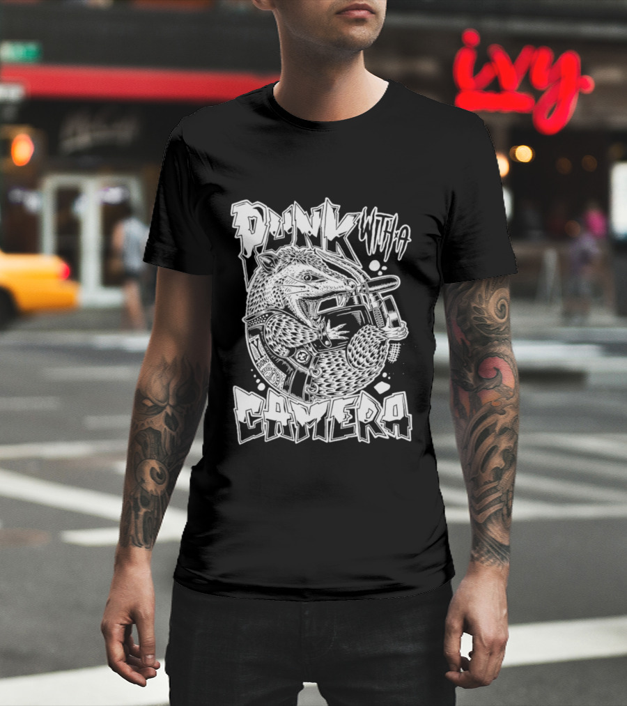 Punk With A Camera Punk Rock Possum T-Shirt