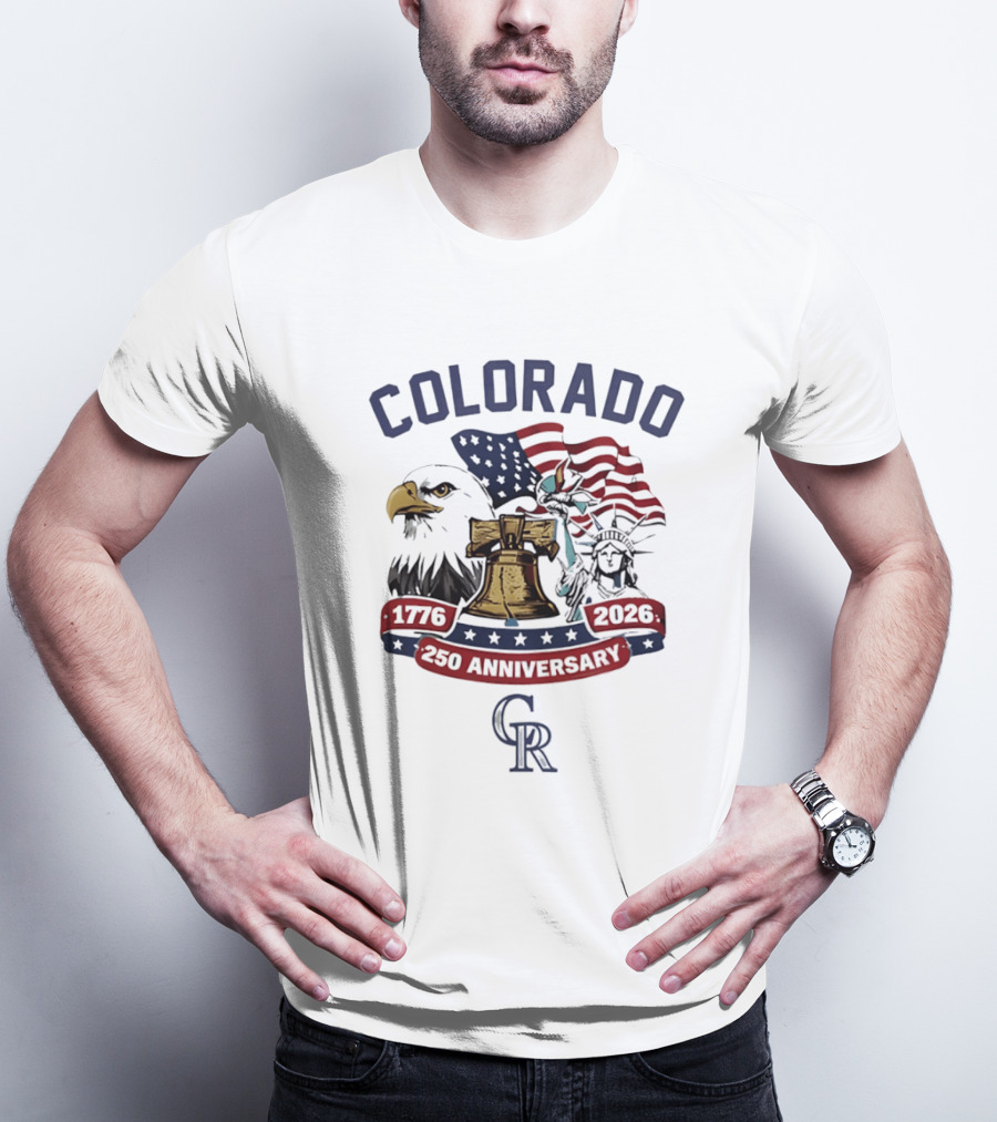 Colorado Rockies 250th Anniversary Eagle Liberty Bell Statue Of Liberty 1776 2026 T-Shirt