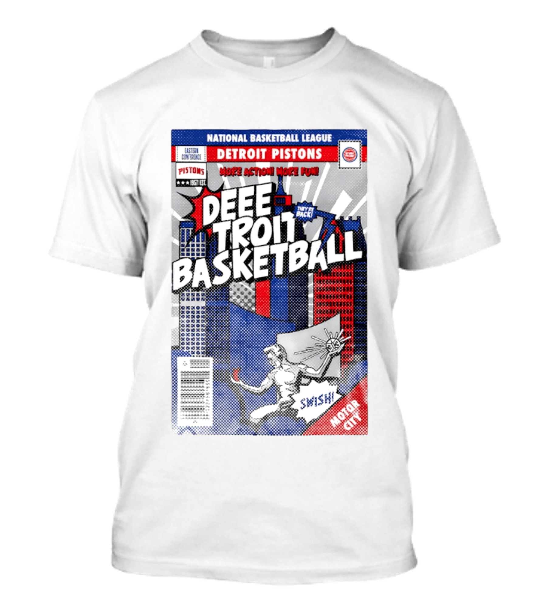 National Basketball League Detroit Pistons Deee Troit Basketball Motor City Comic Cover T-Shirt
