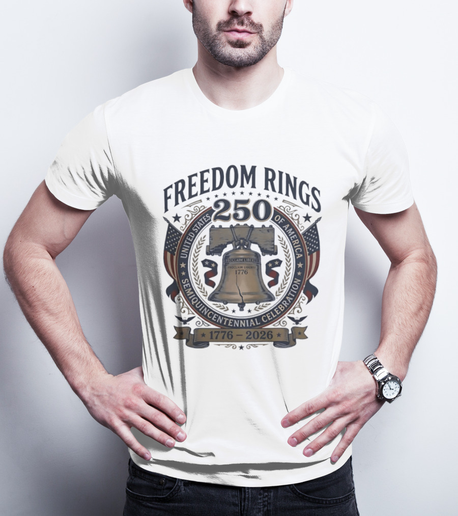 Freedom Rings 250th Anniversary Liberty Bell 1776 To 2026 Celebration T-Shirt
