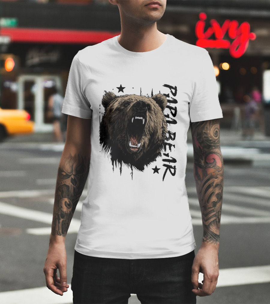 Roaring Grizzly Bear Papa Bear Fierce Wildlife Expression T-Shirt