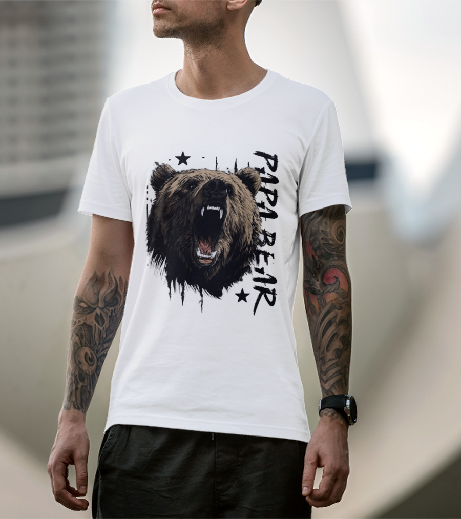 Roaring Grizzly Bear Papa Bear Fierce Wildlife Expression T-Shirt