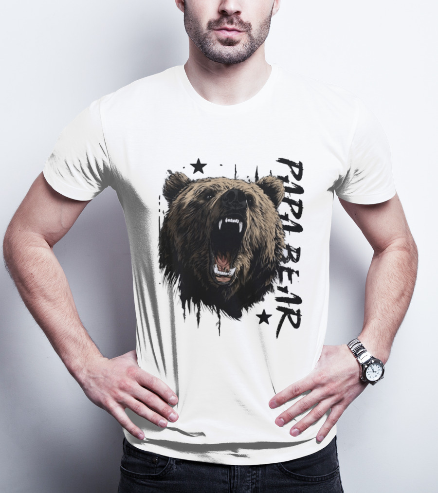Roaring Grizzly Bear Papa Bear Fierce Wildlife Expression T-Shirt