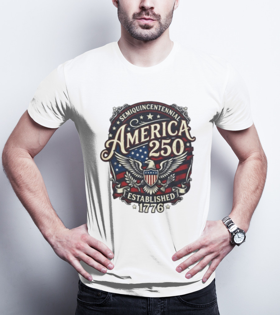 Semiquincentennial America 250 Eagle Crest Established 1776 Stars And Stripes T-Shirt