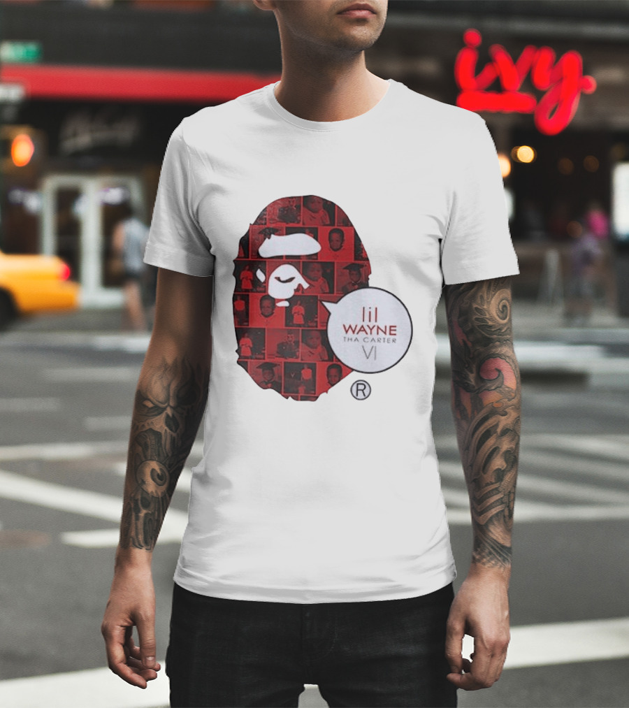 Lil Wayne Tha Carter VI BAPE Collaboration Red Photo Collage T-Shirt