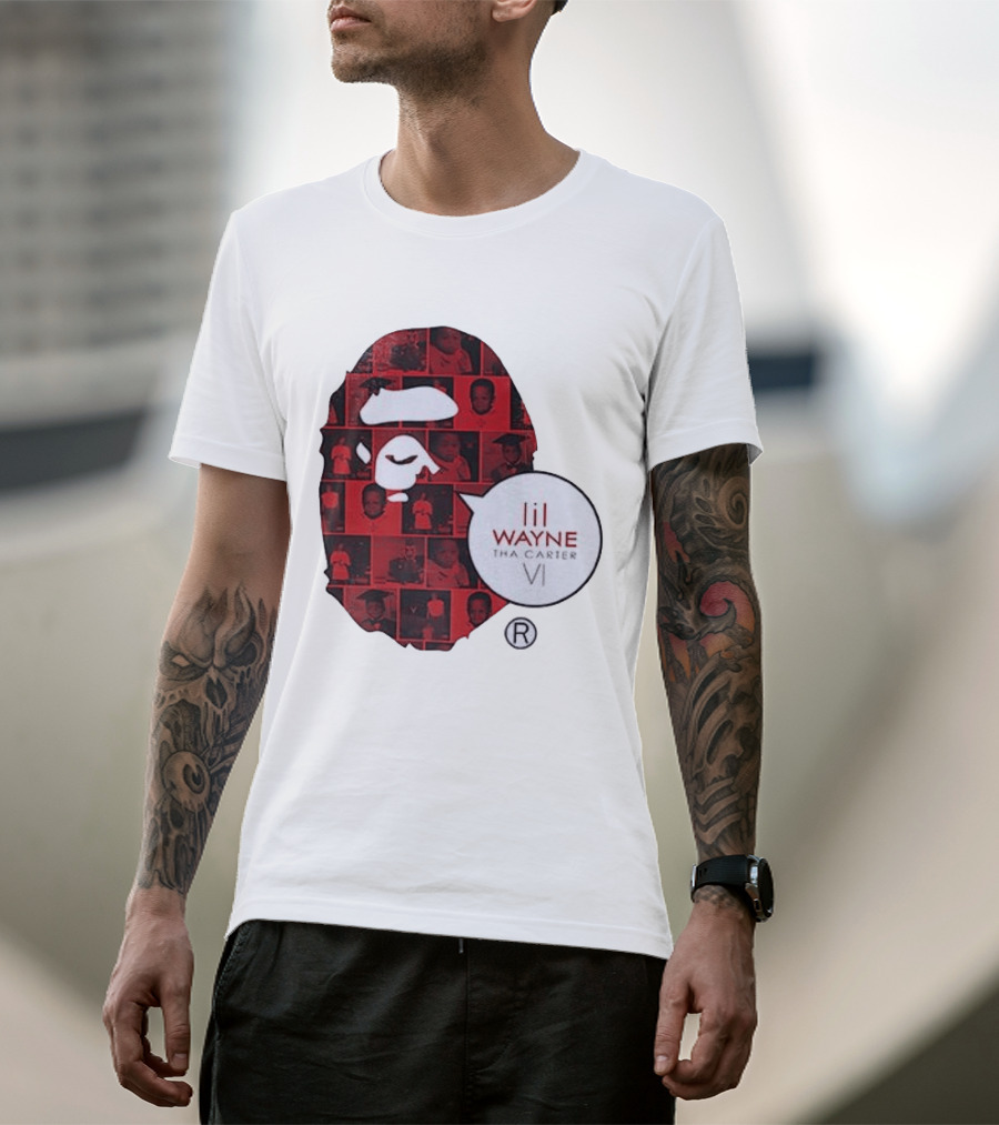 Lil Wayne Tha Carter VI BAPE Collaboration Red Photo Collage T-Shirt
